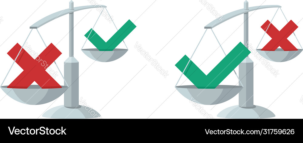 Correct decision choosing - tick and cross signs Vector Image