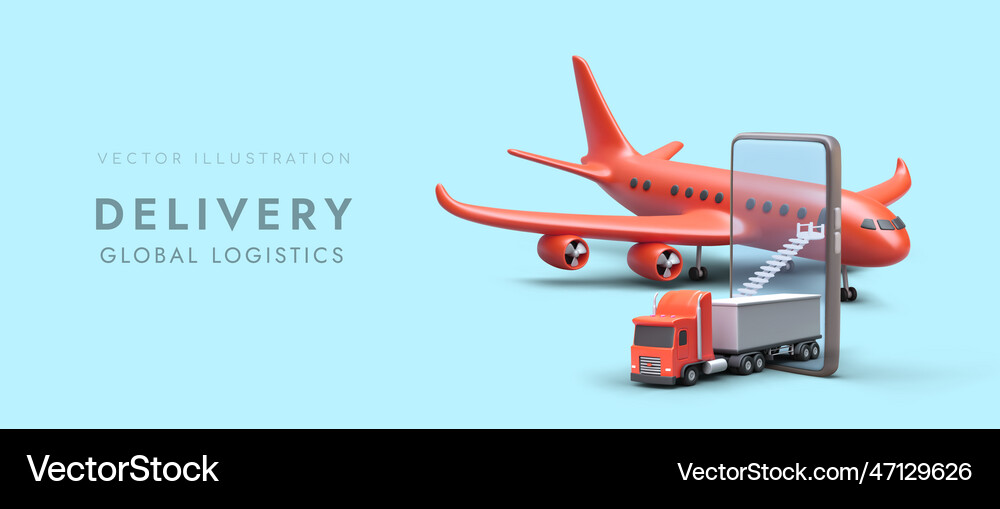 Delivery of global cargo complex international Vector Image
