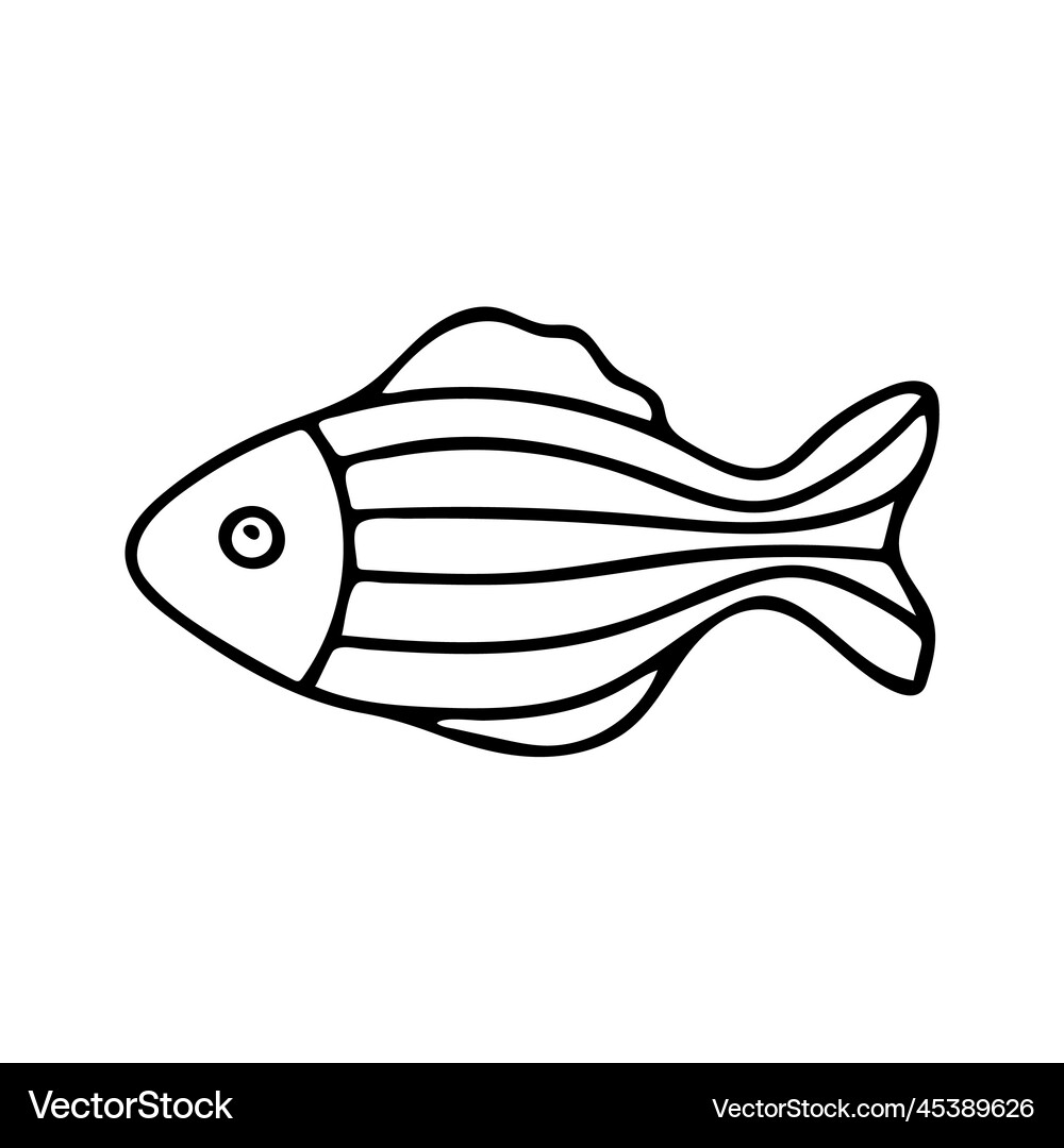 Doodle of cute striped fish Royalty Free Vector Image
