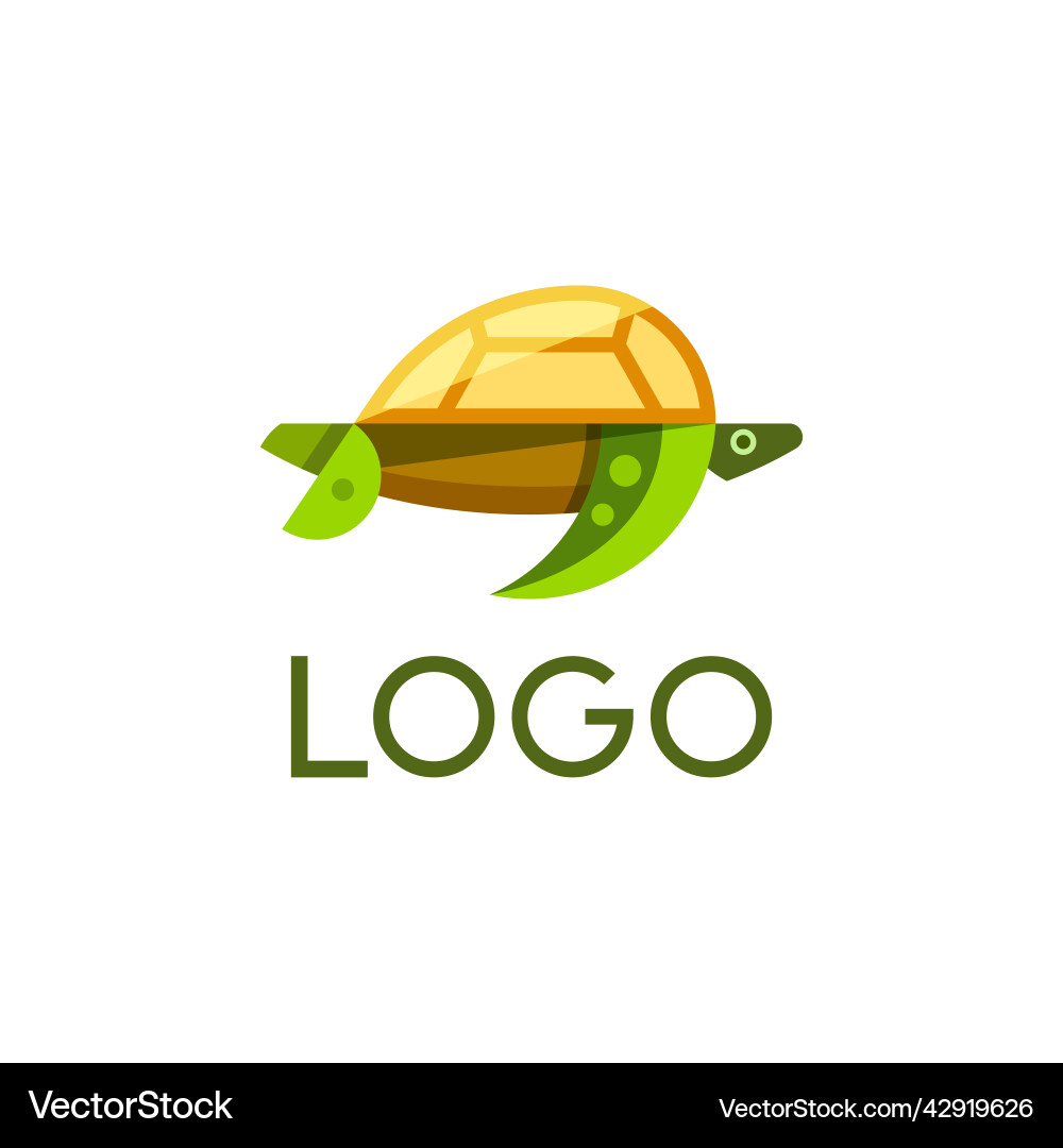 Flat logo design of green turtle icon Royalty Free Vector