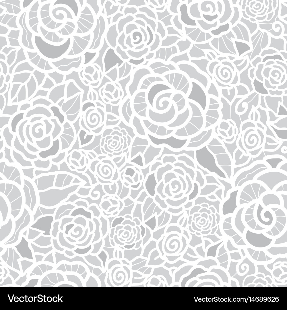 Gentle silver grey lace roses seamless Royalty Free Vector