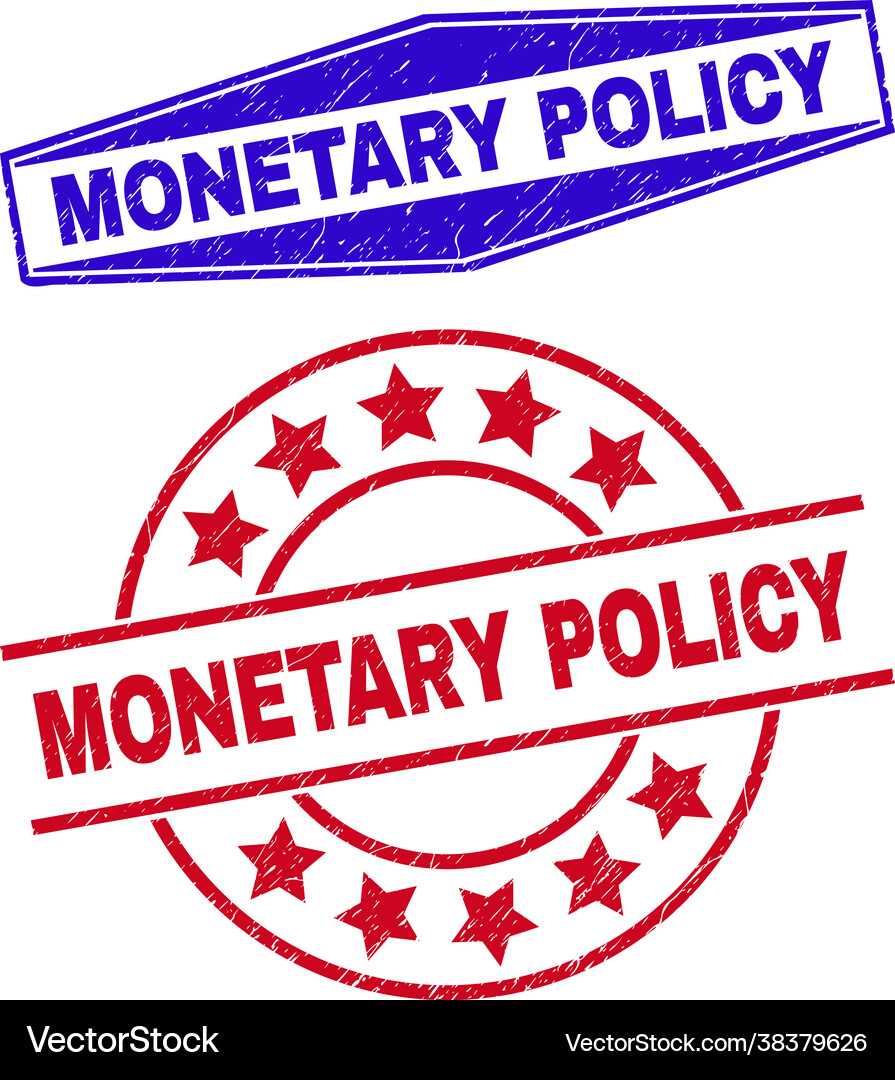 Monetary policy textured seals in round and Vector Image