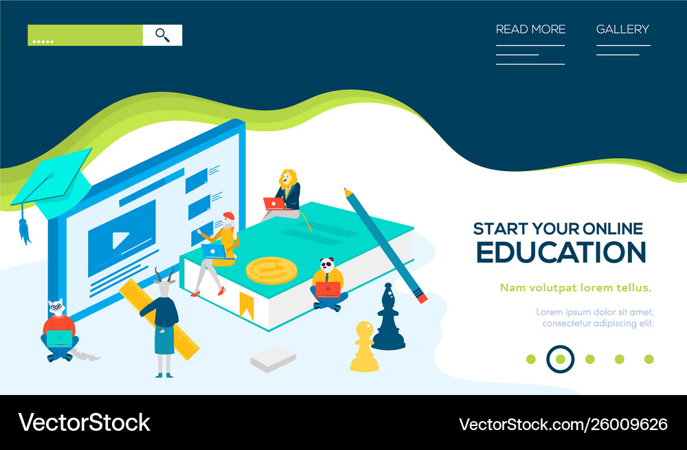 Online education isometric landing page template Vector Image