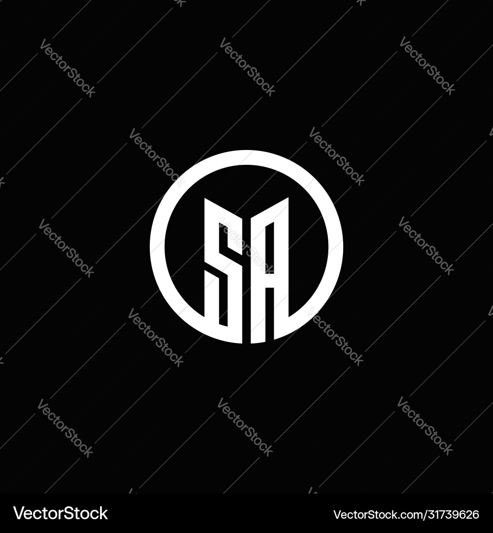 Sa monogram logo isolated with a rotating circle Vector Image