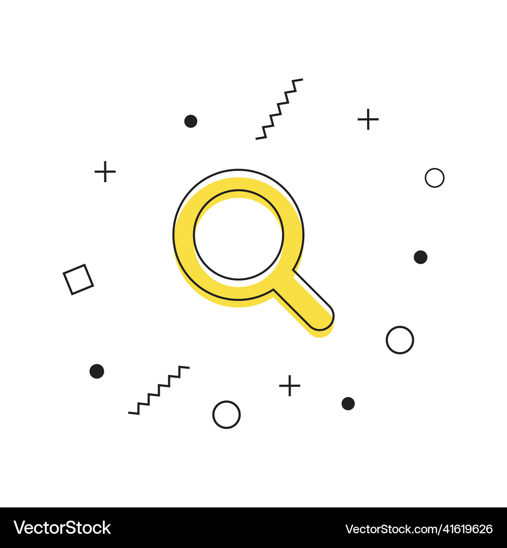 Search icon yellow magnifying glass Royalty Free Vector