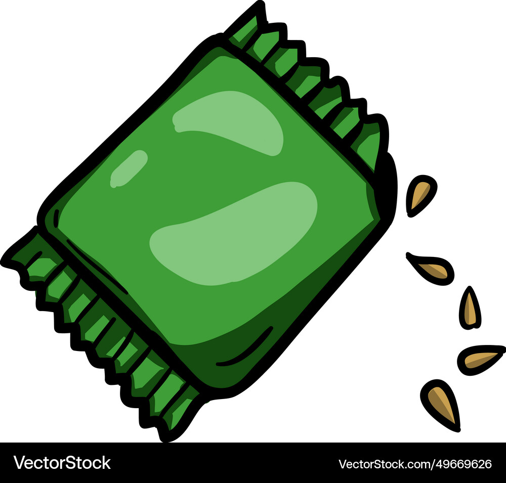 Seeds package doodle icon cartoon color Royalty Free Vector