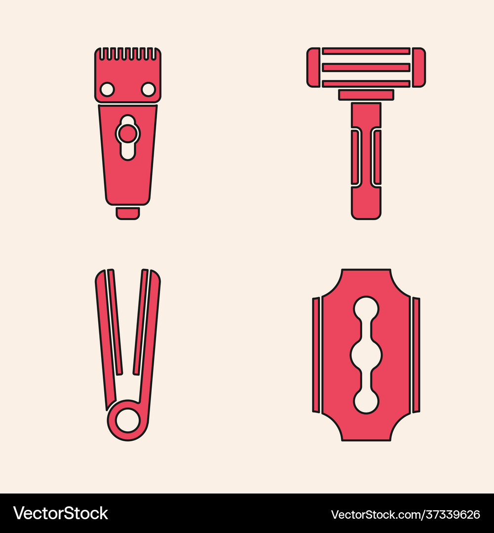 Set blade razor electrical hair clipper or shaver Vector Image