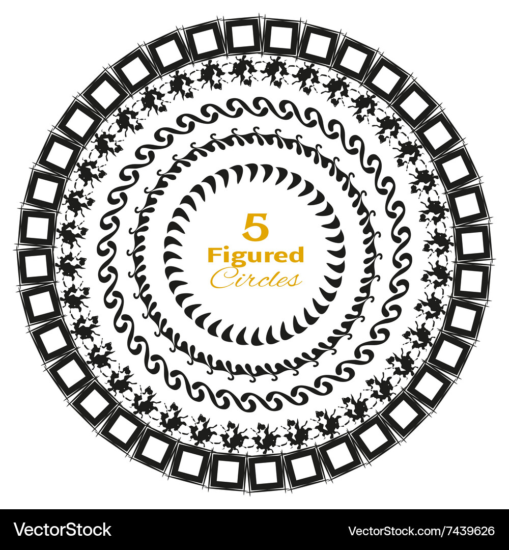 Set of five abstract circles on white Royalty Free Vector