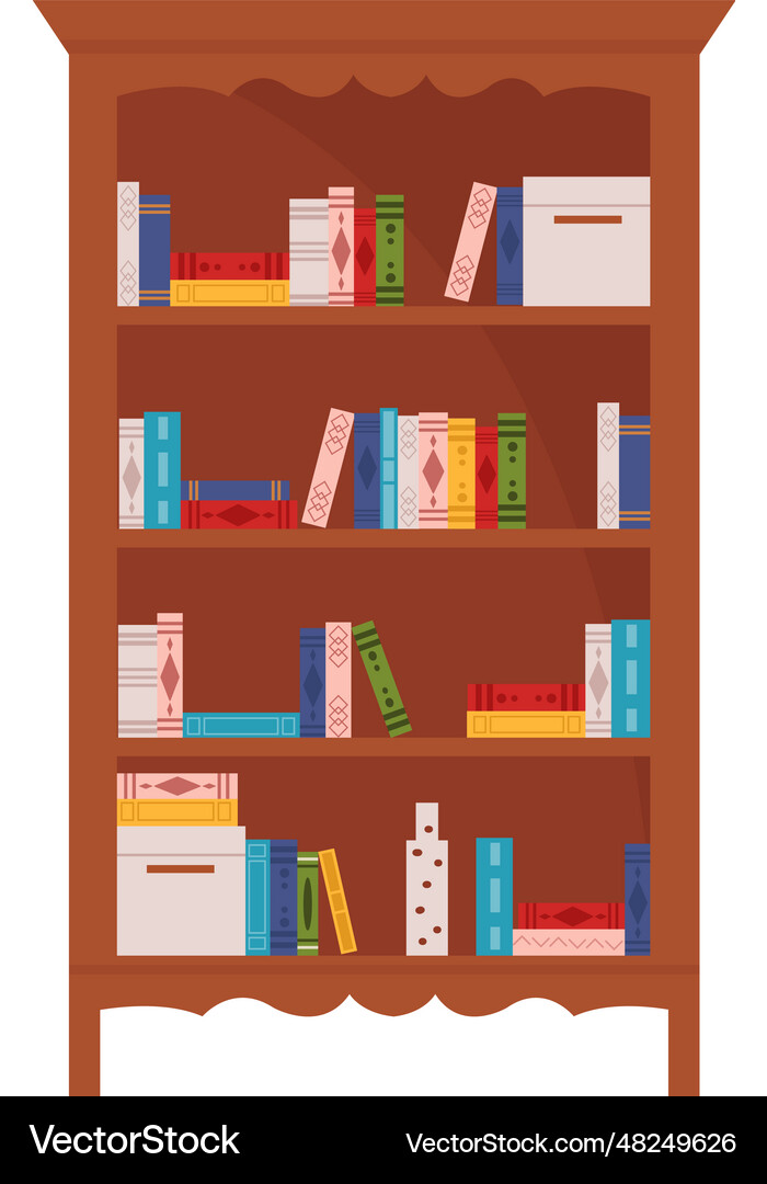 Wooden bookcase with books Royalty Free Vector Image