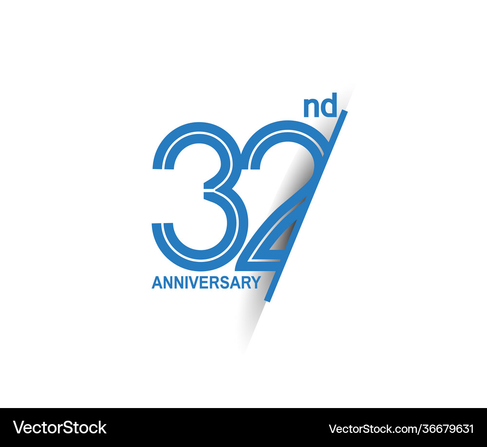 32 anniversary blue cut style isolated on white Vector Image