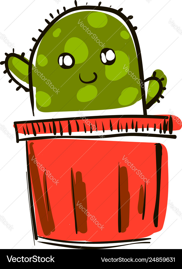 A cactus plant emoji smiling from red Royalty Free Vector