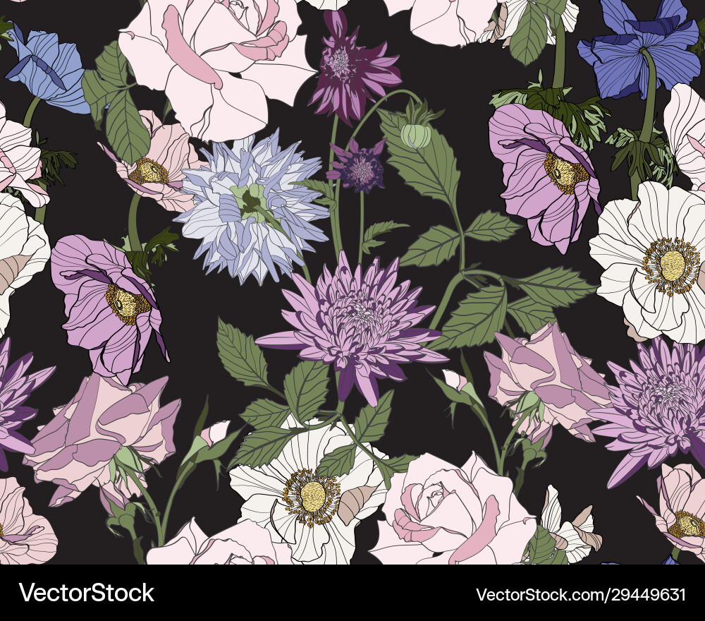 Beautiful fabric blooming realistic flowers Vector Image