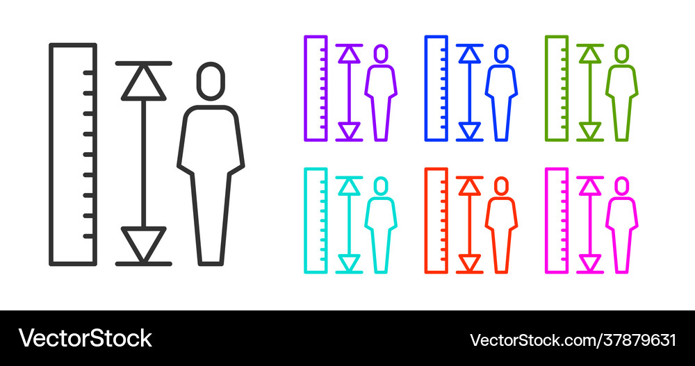 Black line measuring height body icon isolated Vector Image