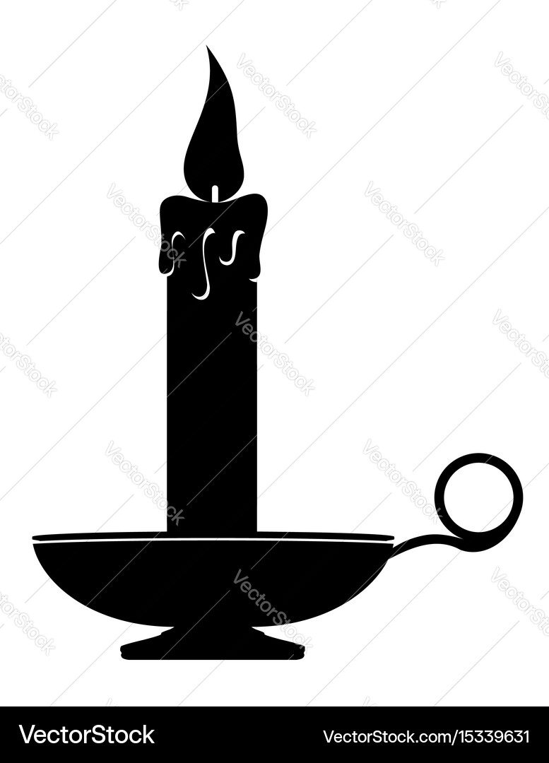 Candle with candlestick old retro vintage icon Vector Image