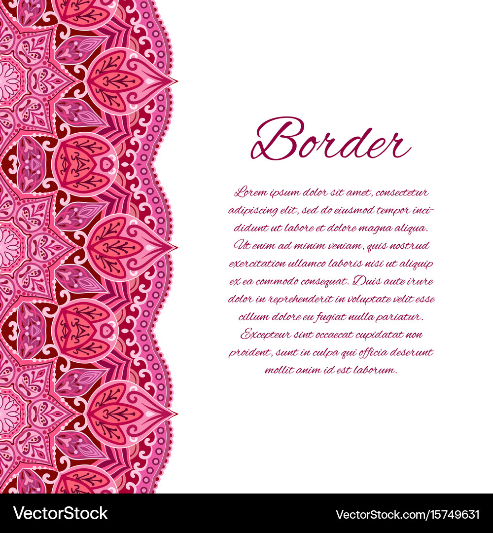 Card with mandala border or invitation red Vector Image