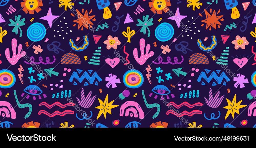 Colorful abstract hand drawn shapes and doodle Vector Image