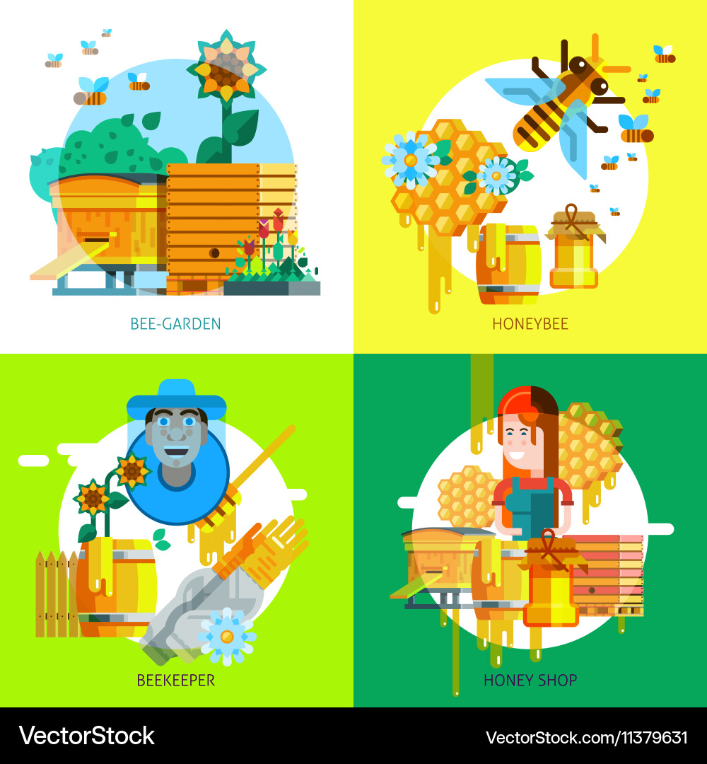 Colorful beekeeping concept Royalty Free Vector Image