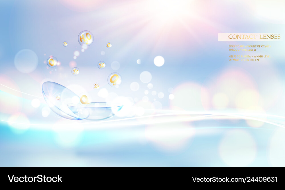 Contact lens concept with water wave flows over Vector Image