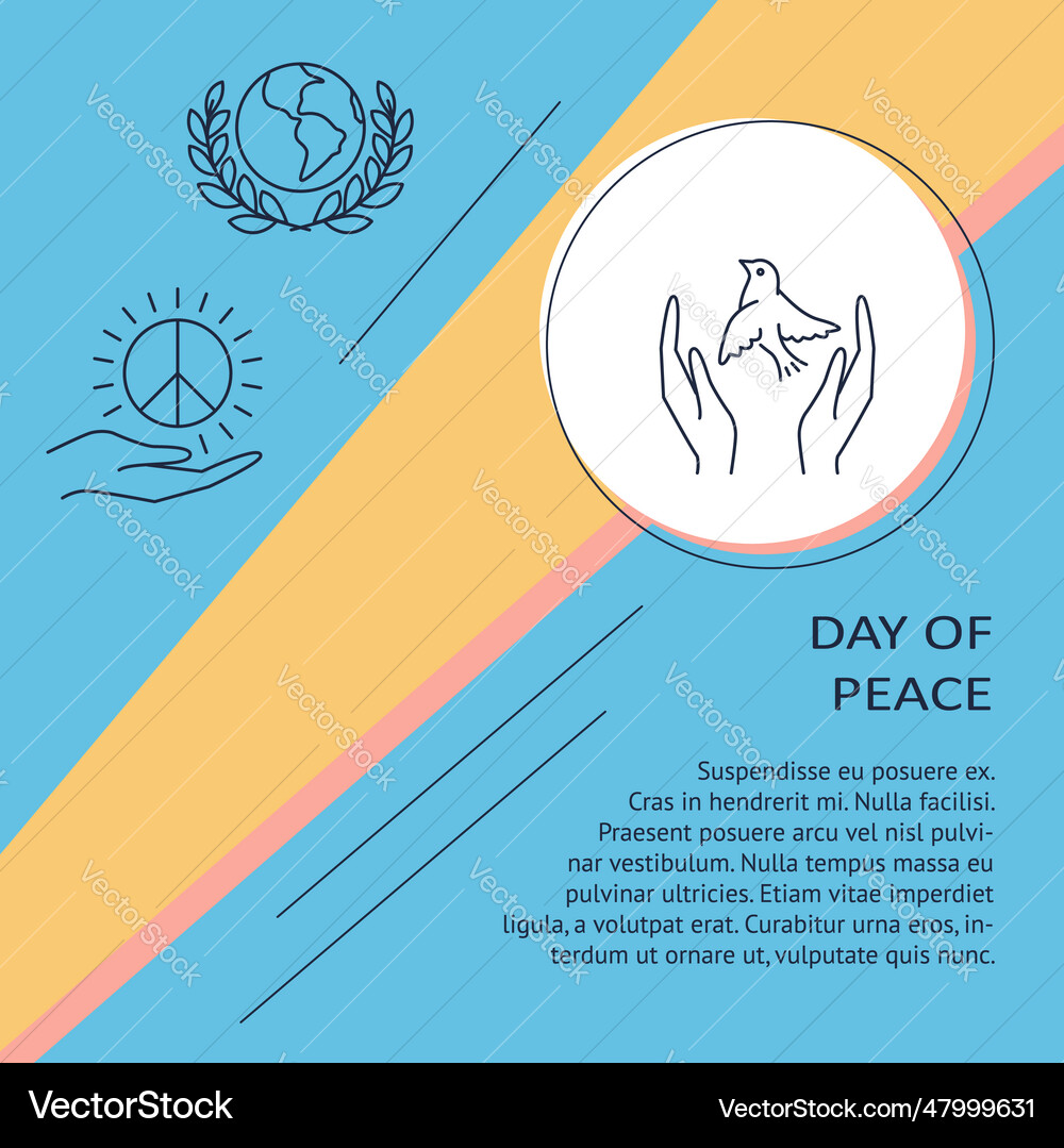 Day of peace line banner Royalty Free Vector Image