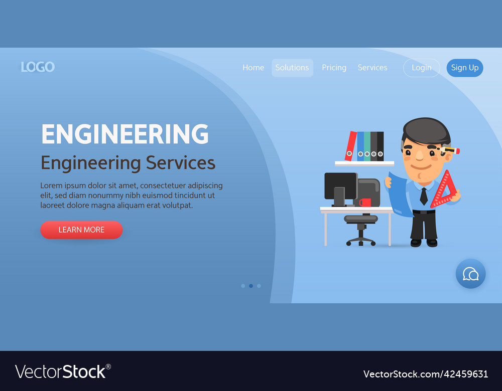 Engineering website template Royalty Free Vector Image