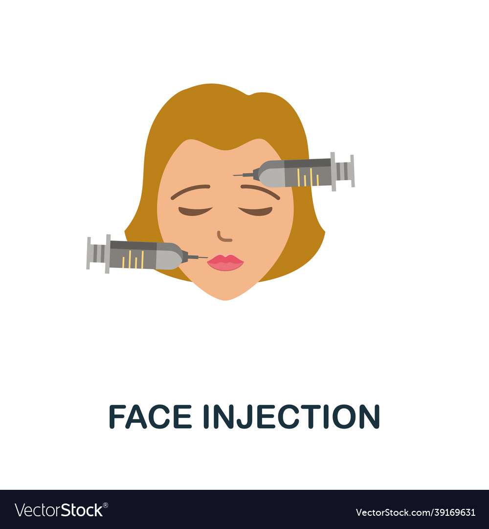 Face injection flat icon colored sign from Vector Image Face injection flat icon colored sign from Vector Image