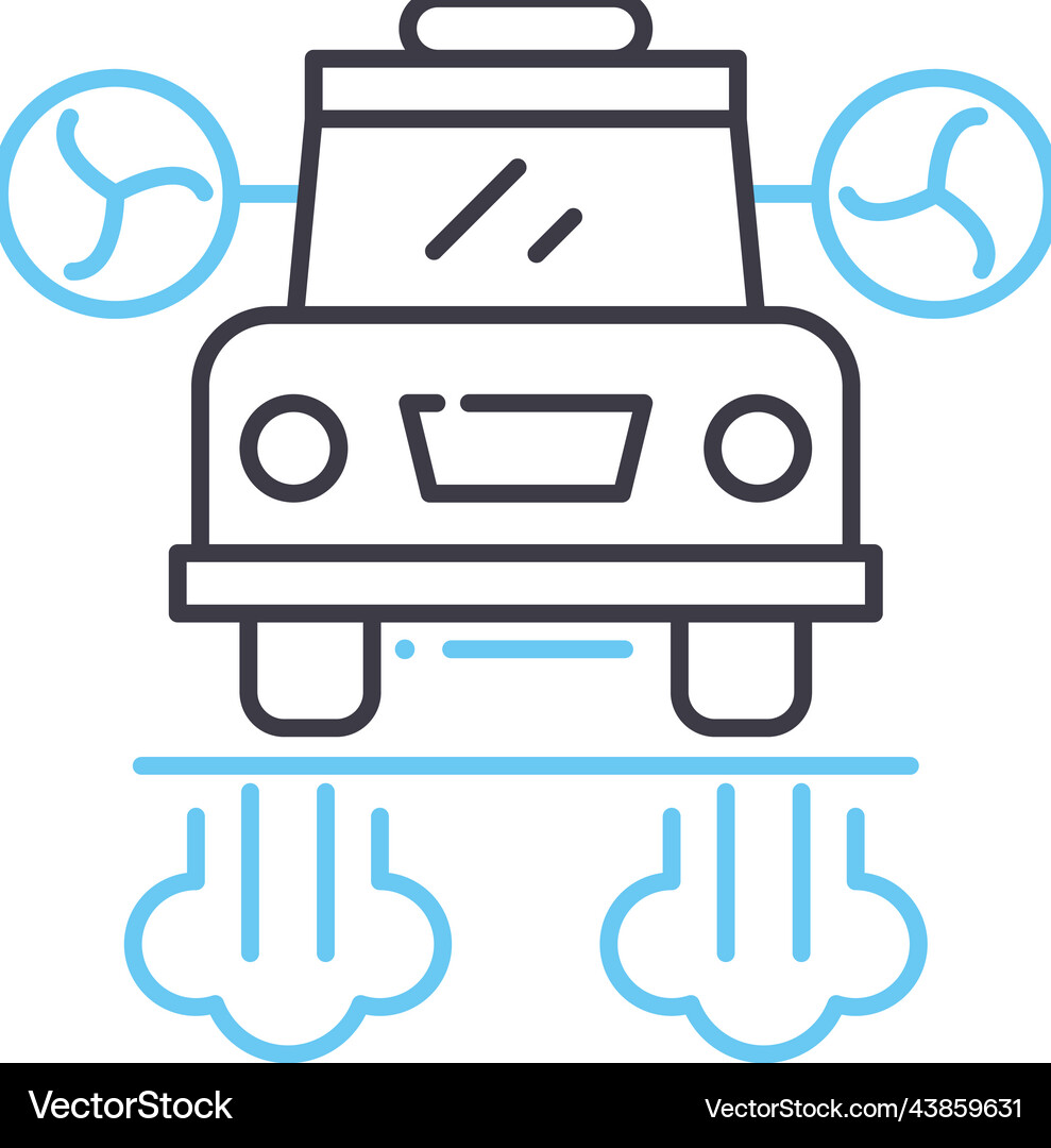 Flying car line icon outline symbol Royalty Free Vector