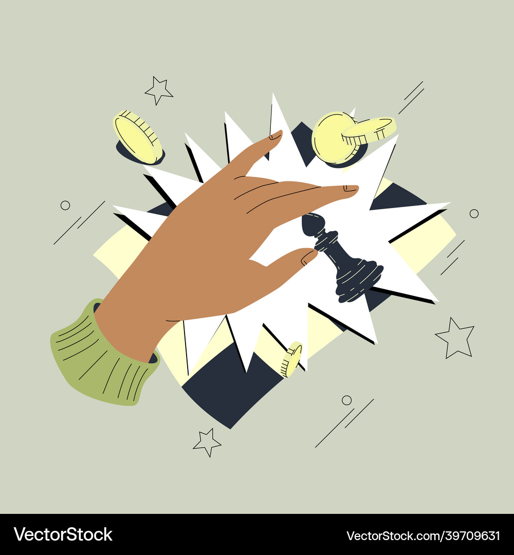 Hand with chess pawn Royalty Free Vector Image