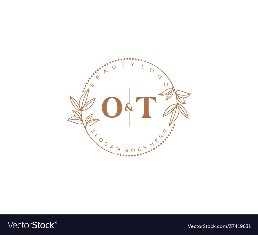 Initial ot letters beautiful floral feminine Vector Image
