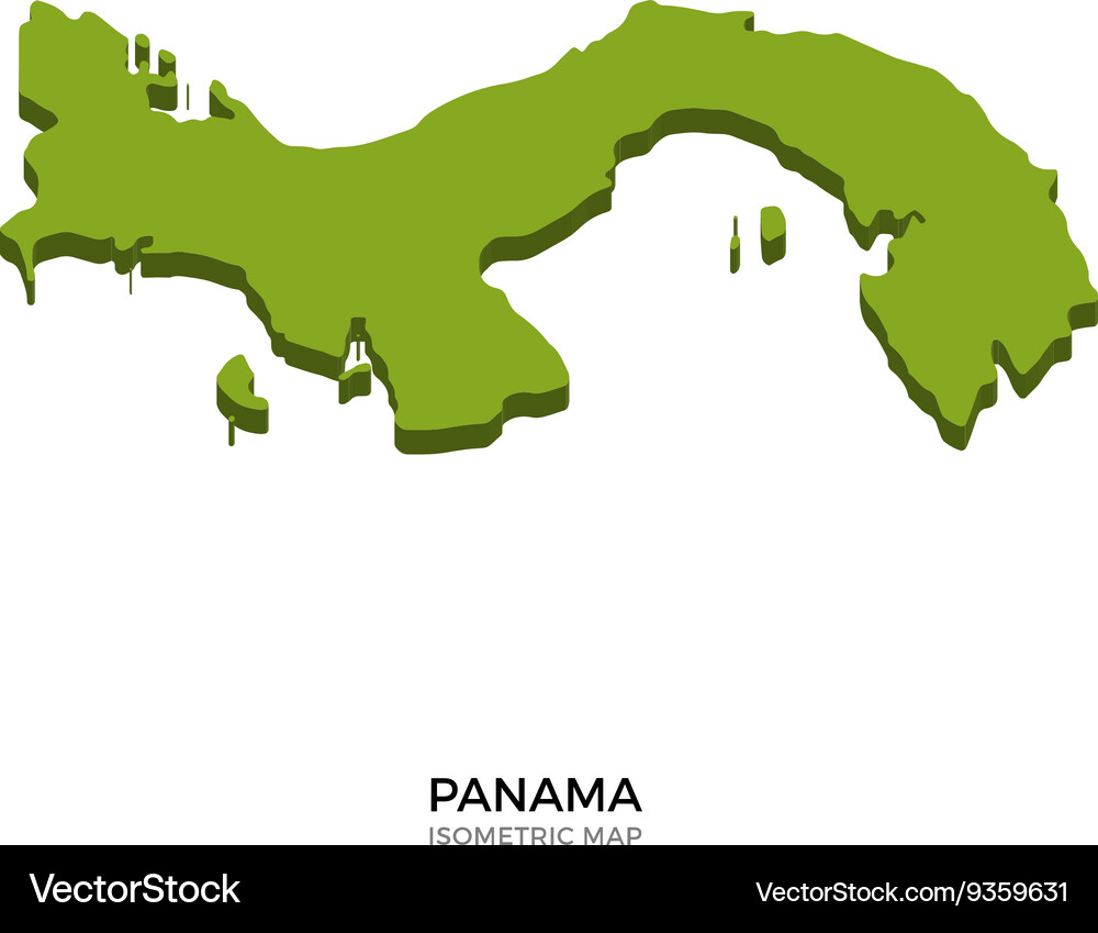 Isometric map of panama detailed Royalty Free Vector Image