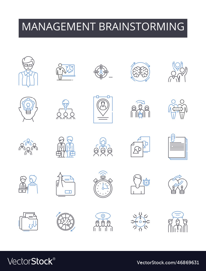 Management brainstorming line icons collection Vector Image Management brainstorming line icons collection Vector Image