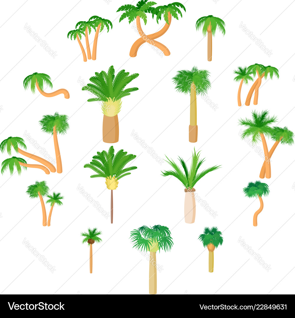 Palm icons set cartoon style Royalty Free Vector Image