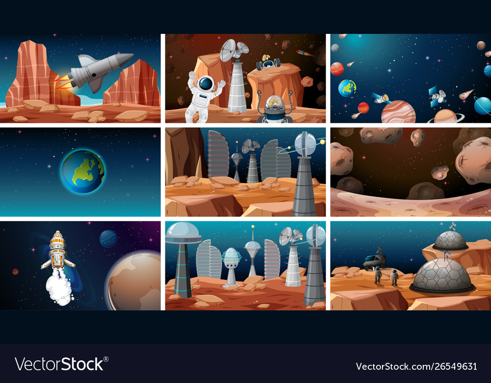 Set space backgrounds Royalty Free Vector Image