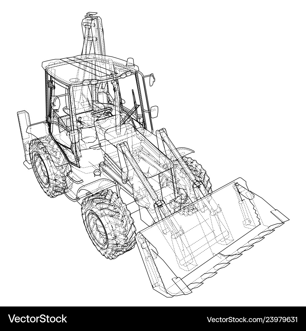 Sketch of loading shovel with back actor Vector Image