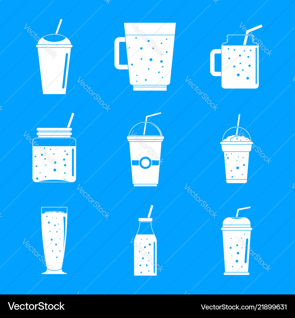 Smoothie fruit juice icons set simple style Vector Image