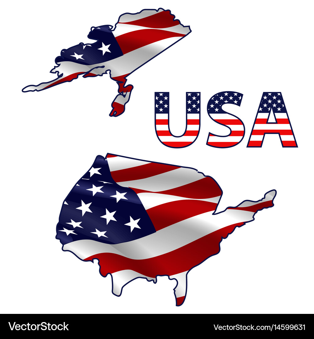 Usa map filled with flag Royalty Free Vector Image