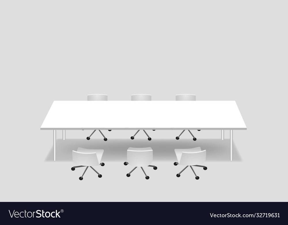 White round conference table and chairs on whi Vector Image