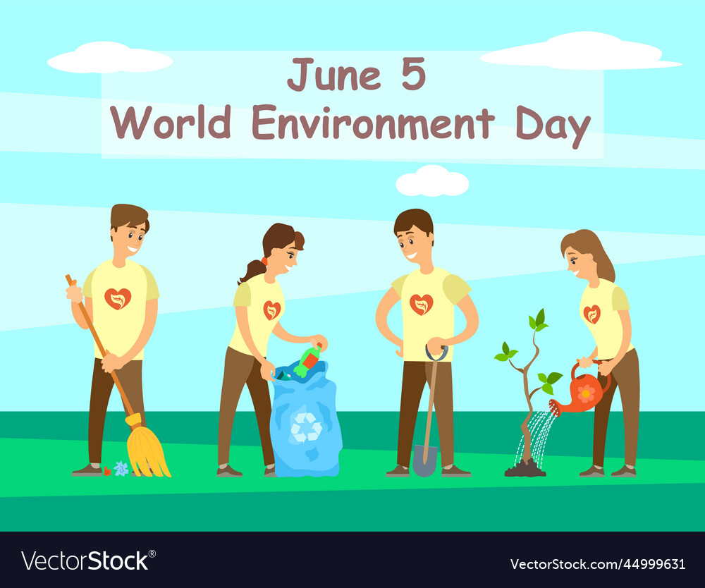 World environment day june 5 volunteering people Vector Image