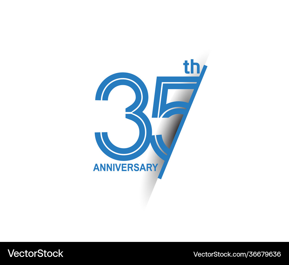 35 anniversary blue cut style isolated on white Vector Image