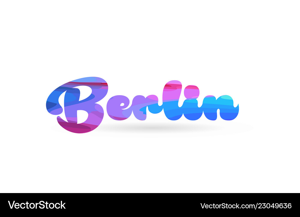 Berlin pink blue color word text logo icon Vector Image