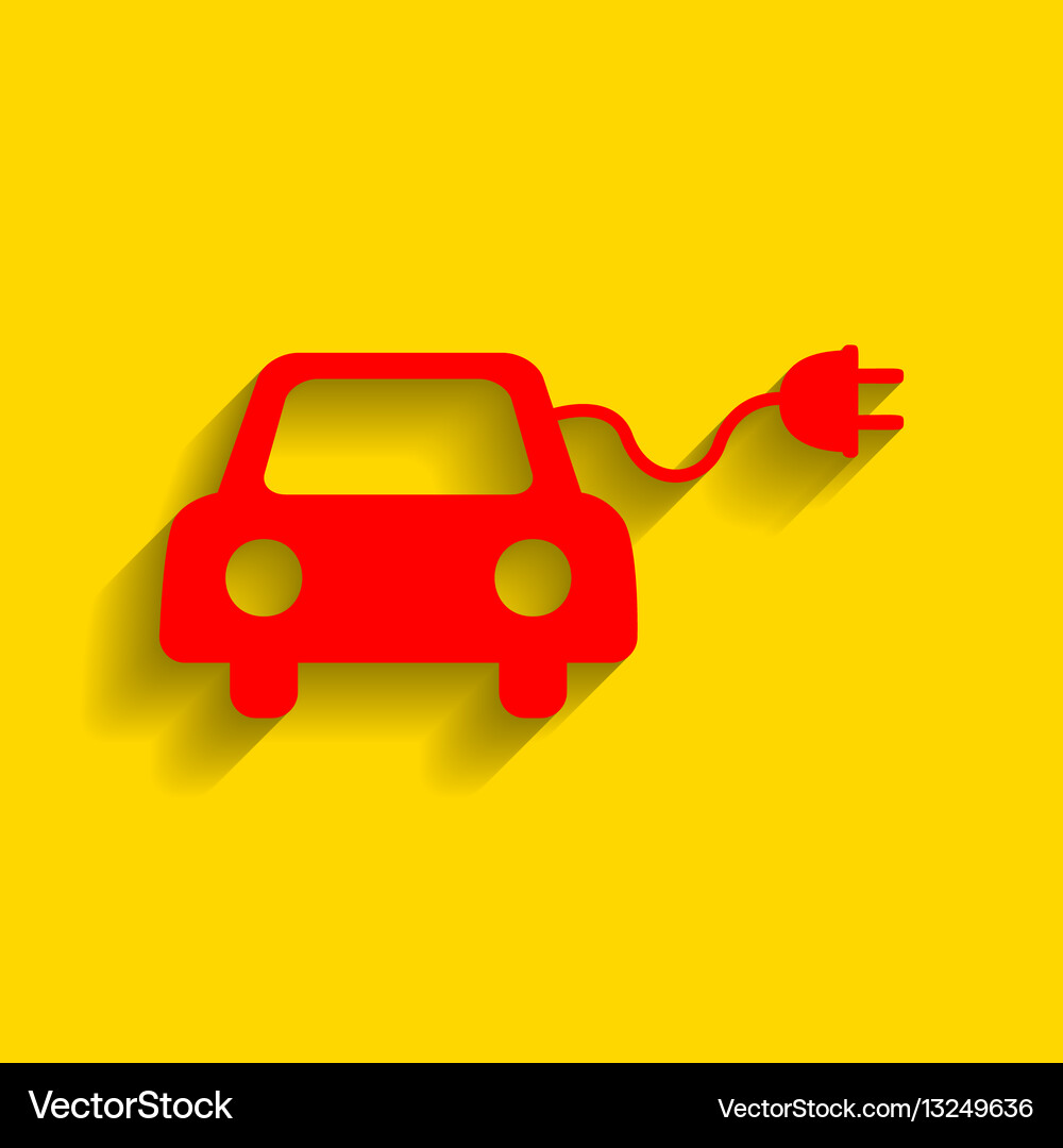 Eco electric car sign red icon with soft Vector Image
