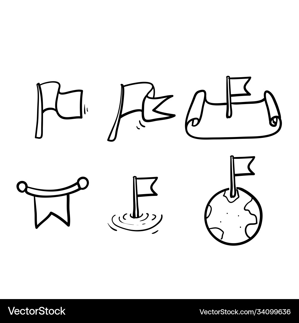 Hand drawn doodle flag related icon collection Vector Image