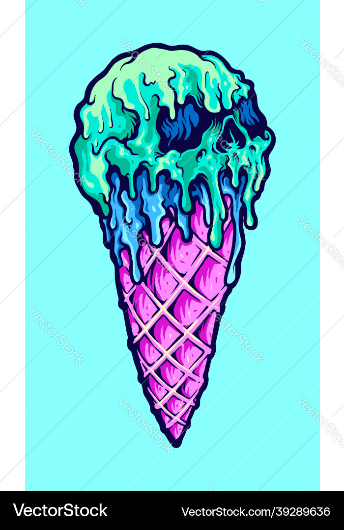 Ice cream skull isolated horror halloween Vector Image