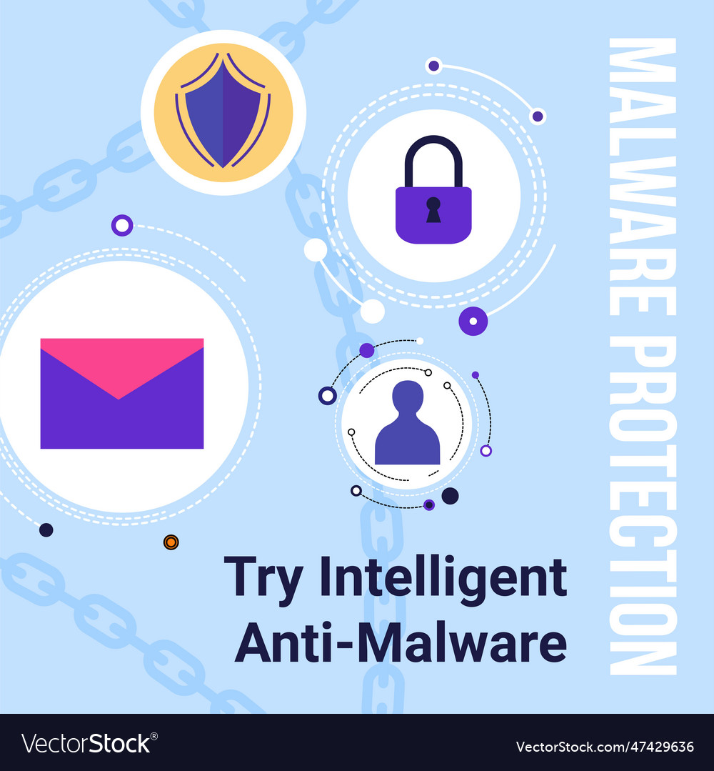 Malware Protection Try Intelligent System Vector Image