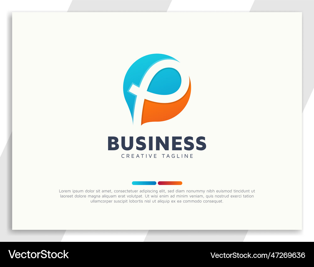 Modern letter p business logo design Royalty Free Vector