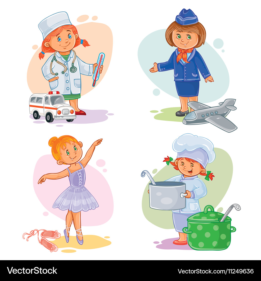 Set icons of small children different Royalty Free Vector