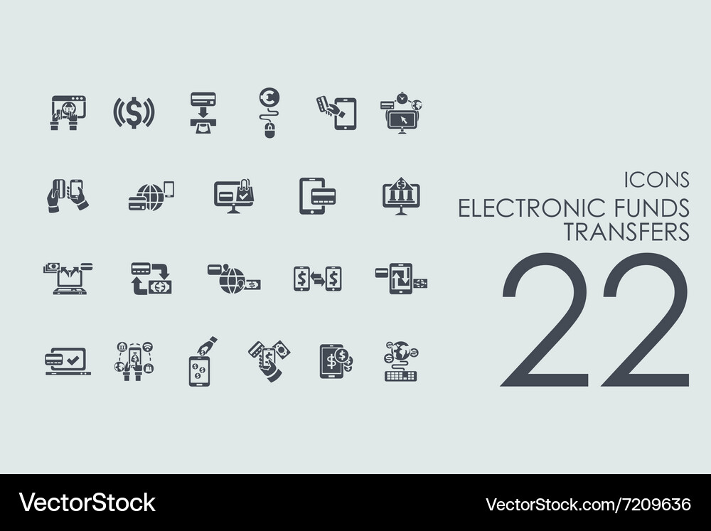 Set of electronic funds transfers icons Royalty Free Vector