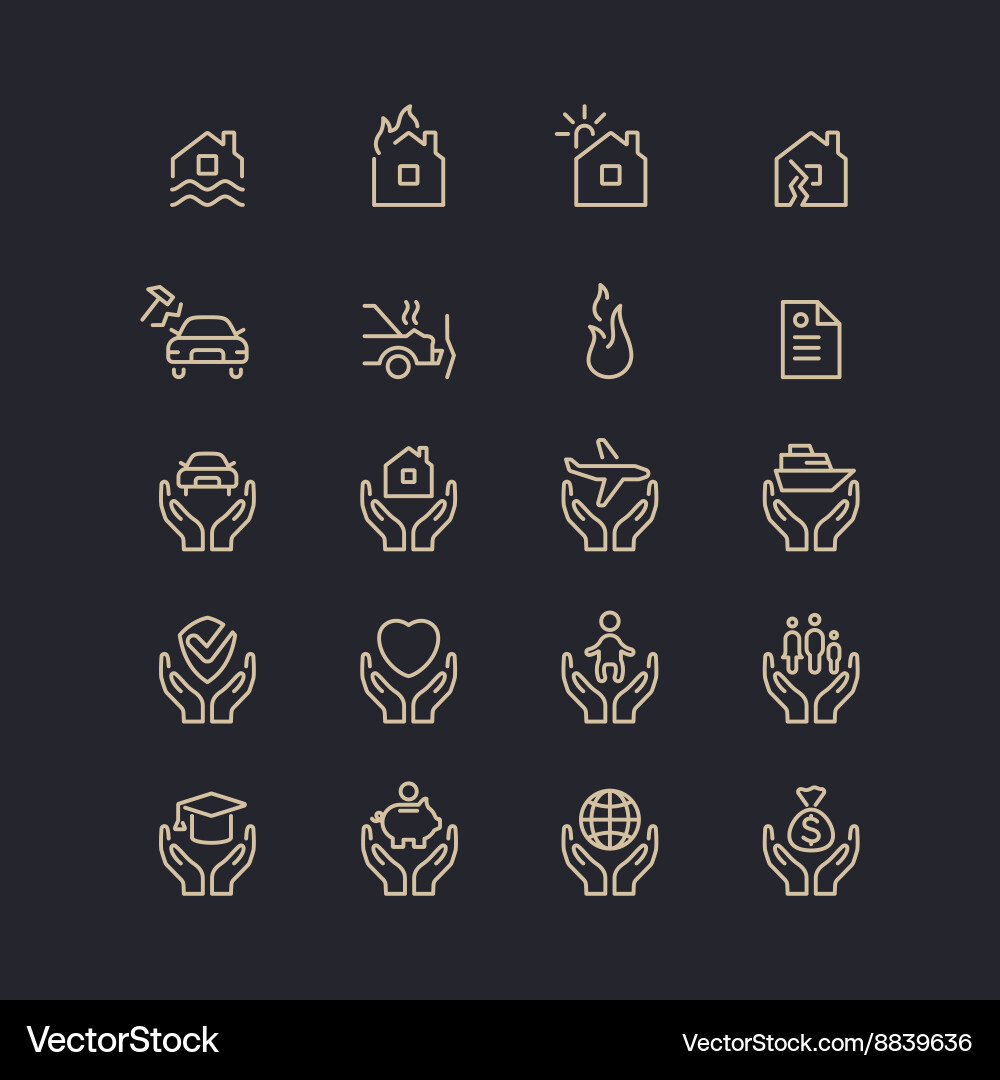 Set of linear icons support and care Royalty Free Vector