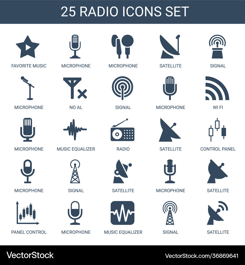 25 radio icons Royalty Free Vector Image - VectorStock