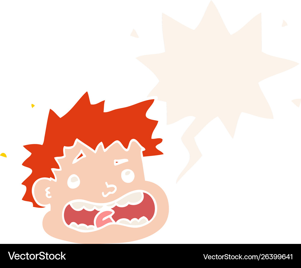 Cartoon frightened face and speech bubble Vector Image