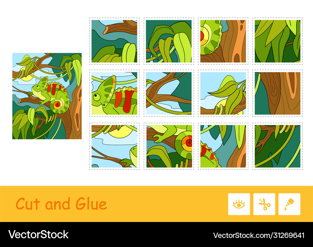Colorful kids game with colored image cure Vector Image